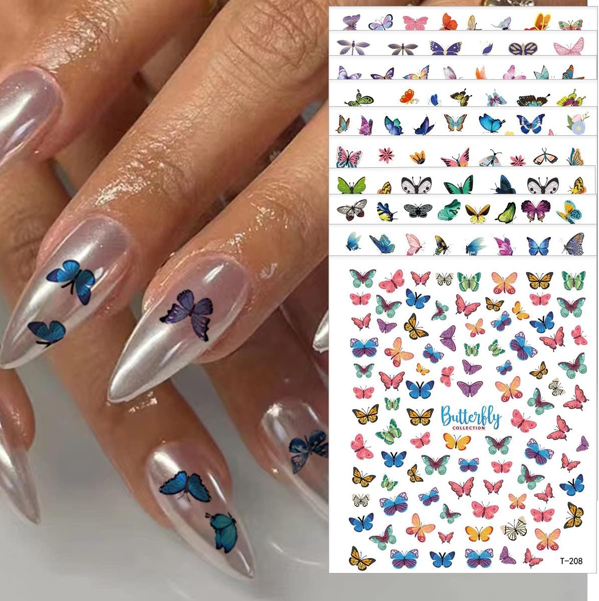 Amazon.com: 10 Sheets Butterfly Nail Stickers for Women, Flower Leaves ...