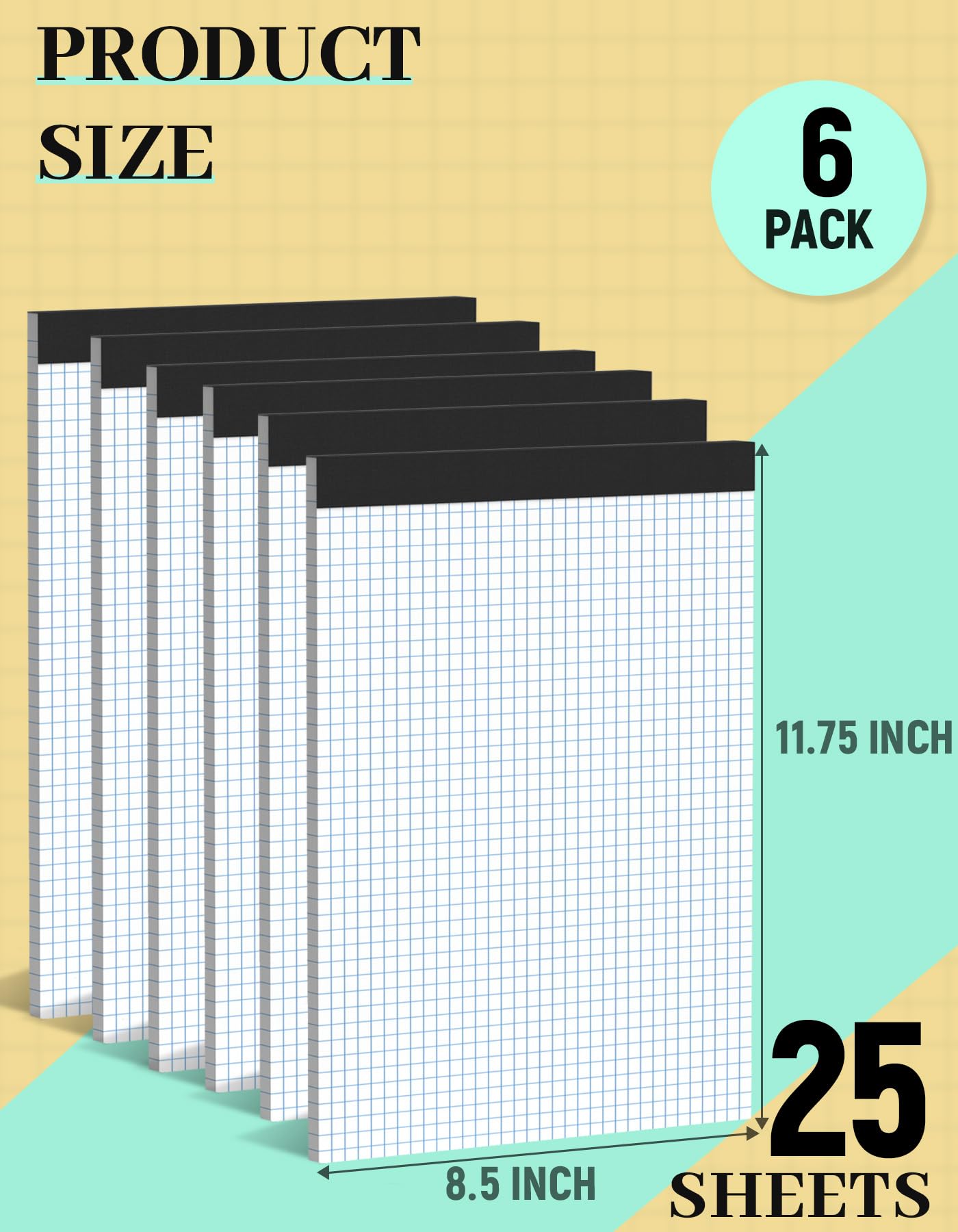 Snapklik.com : Graph Paper 8.5 X 11, 6 Pack, 4x4 Graph Ruled, Grid ...