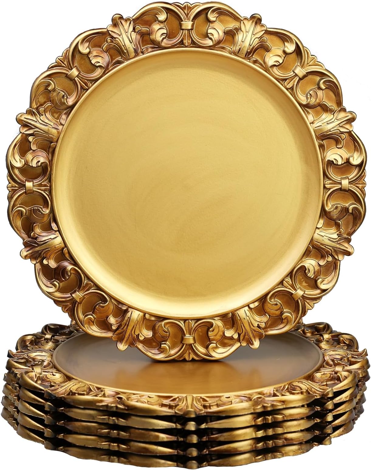 Amazon.com | MAONAME 14" Antique Gold Charger Plates with Embossed Rims ...