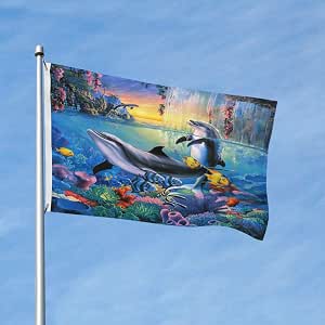Amazon.com : Double Sided Flag Dolphin Show Blue Sea World Coral ...