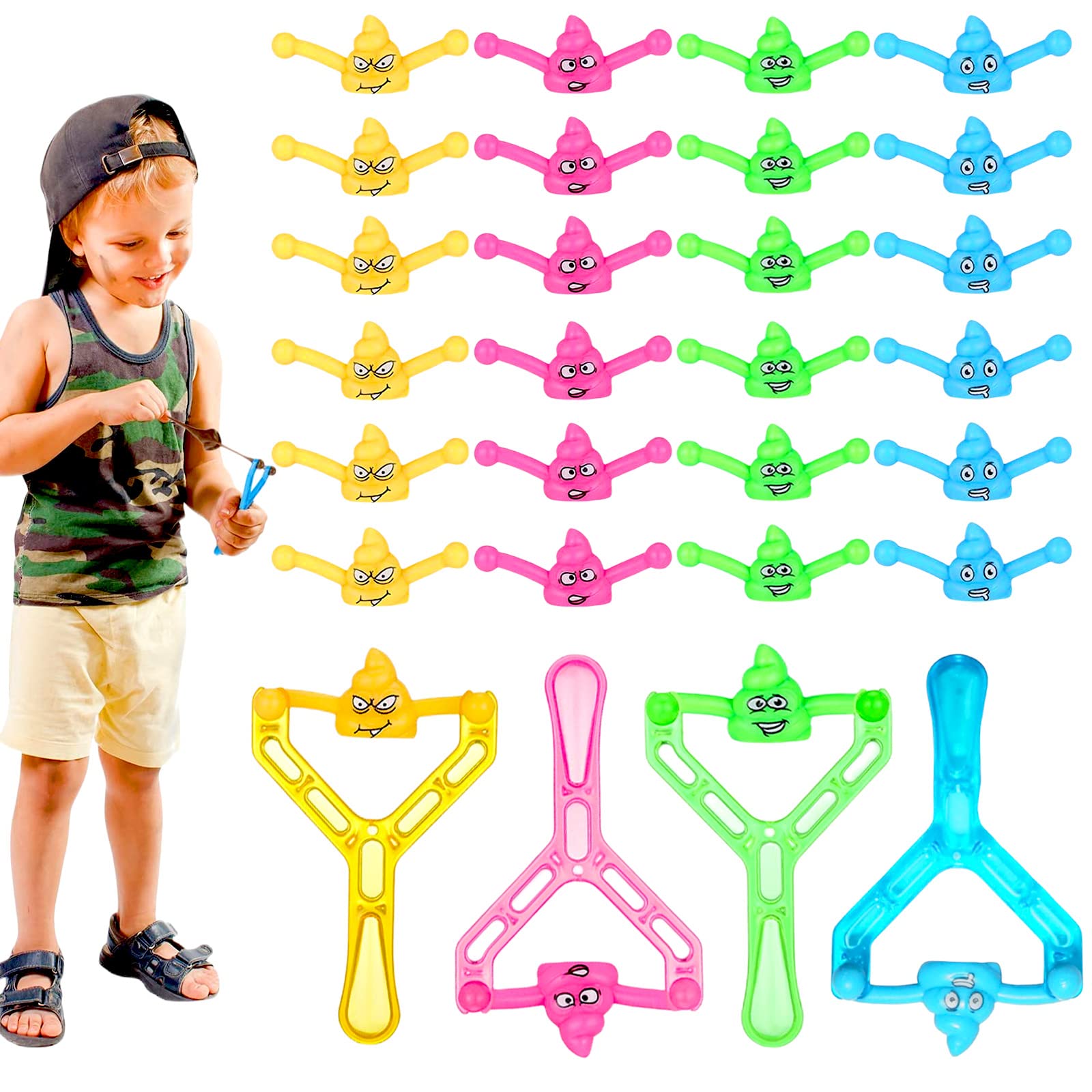 28p Colorful Smiley Poop Slingshot Toy Set 4 Catapult Poo | Desertcart ...