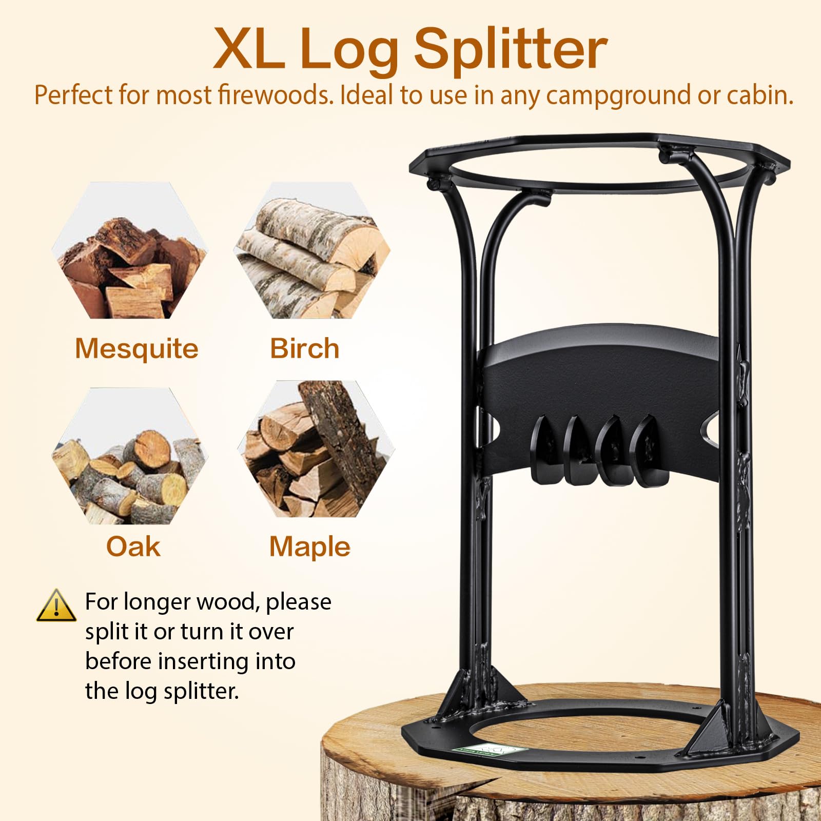 VISTA VERDE Log Splitter - Axe Wood Splitter with Cast Steel Wedge ...