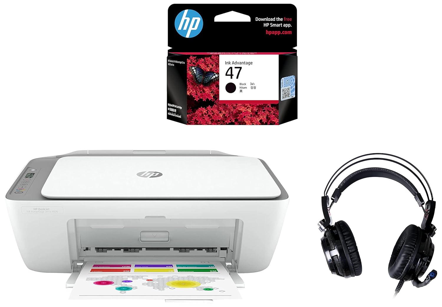 HP Deskjet Ink Advantage Ultra 4826 & H200Gs Wired Gaming Over Ear ...