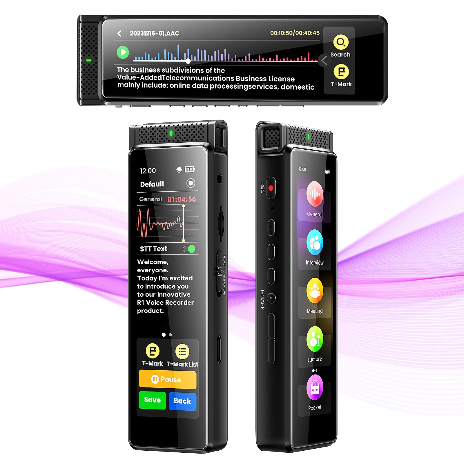 Amazon.com: 72GB Digital Voice Recorder with Playback - NekSide Full Touchscreen Voice Activated ...