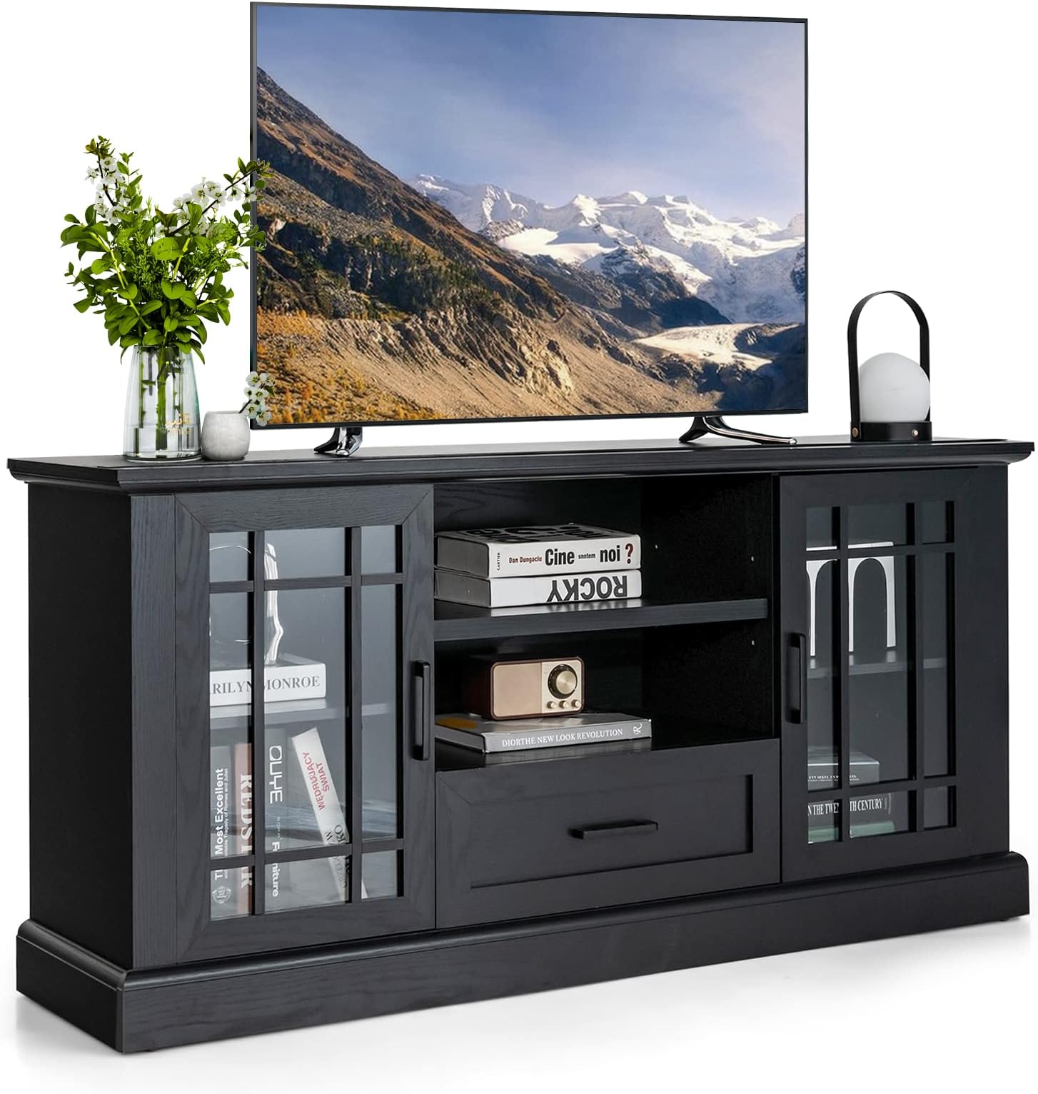 Amazon.com: Pemberly Row 52" Highboy Style Wood TV Stand Console ...