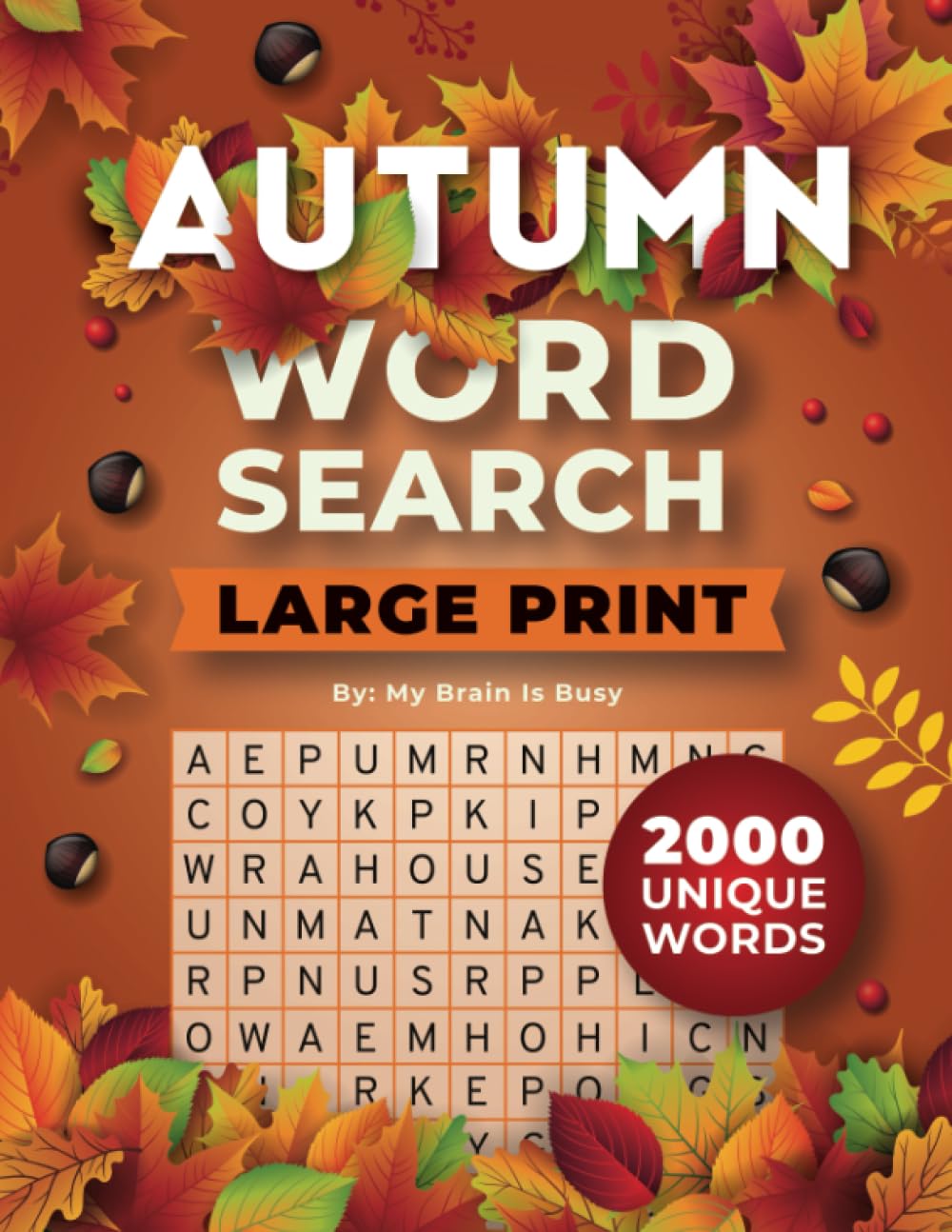 AUTUMN Word Search Puzzle Book for Adults: Large Print Puzzles for ...