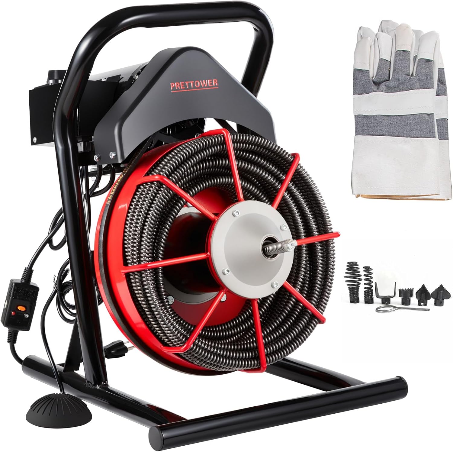 PRETTOWER drain cleaner machine，75 Ft x1/2 Inch Electric drain auger ...