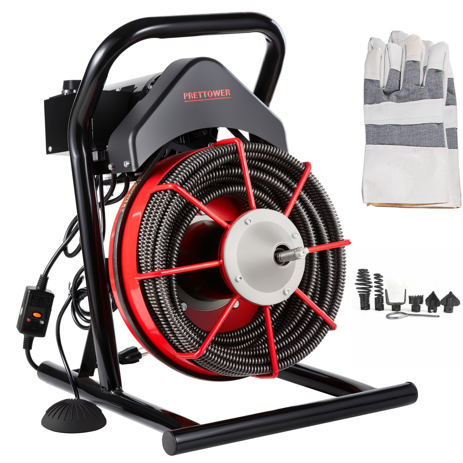 PRETTOWER drain cleaner machine，75 Ft x1/2 Inch Electric drain auger ...