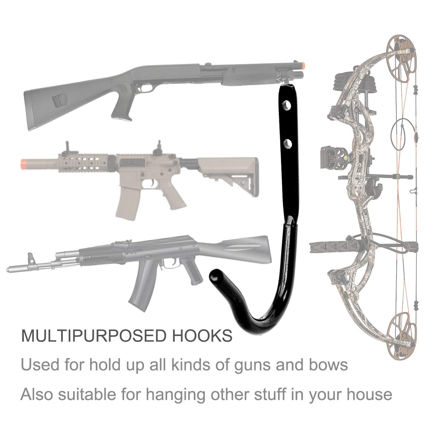 Snapklik.com : Gun Racks Shotgun Hook Rifle Hanger Horizontal Wall ...