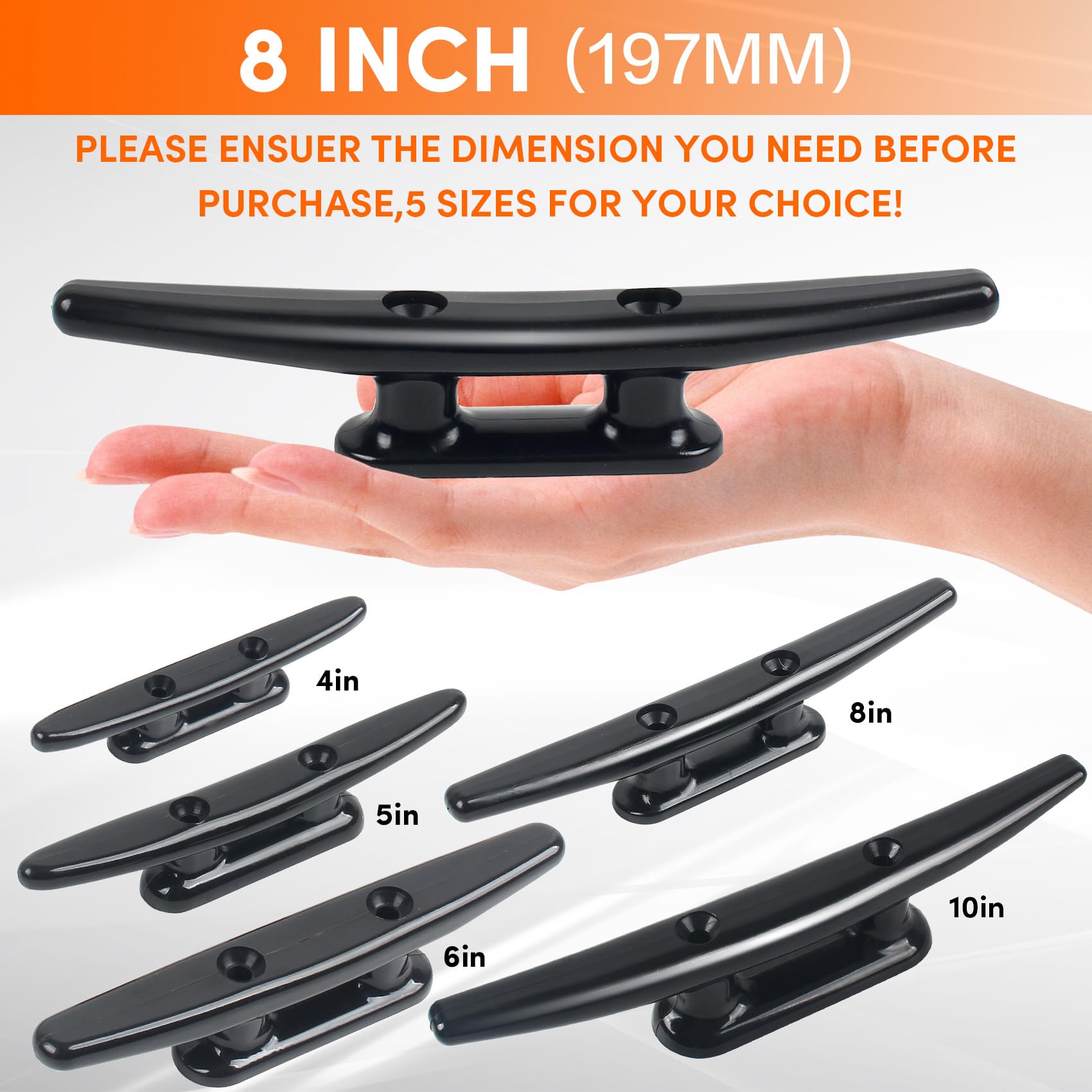 Snapklik.com : VEITHI Black Nylon Boat Cleat 8 Inch, Dock Cleat