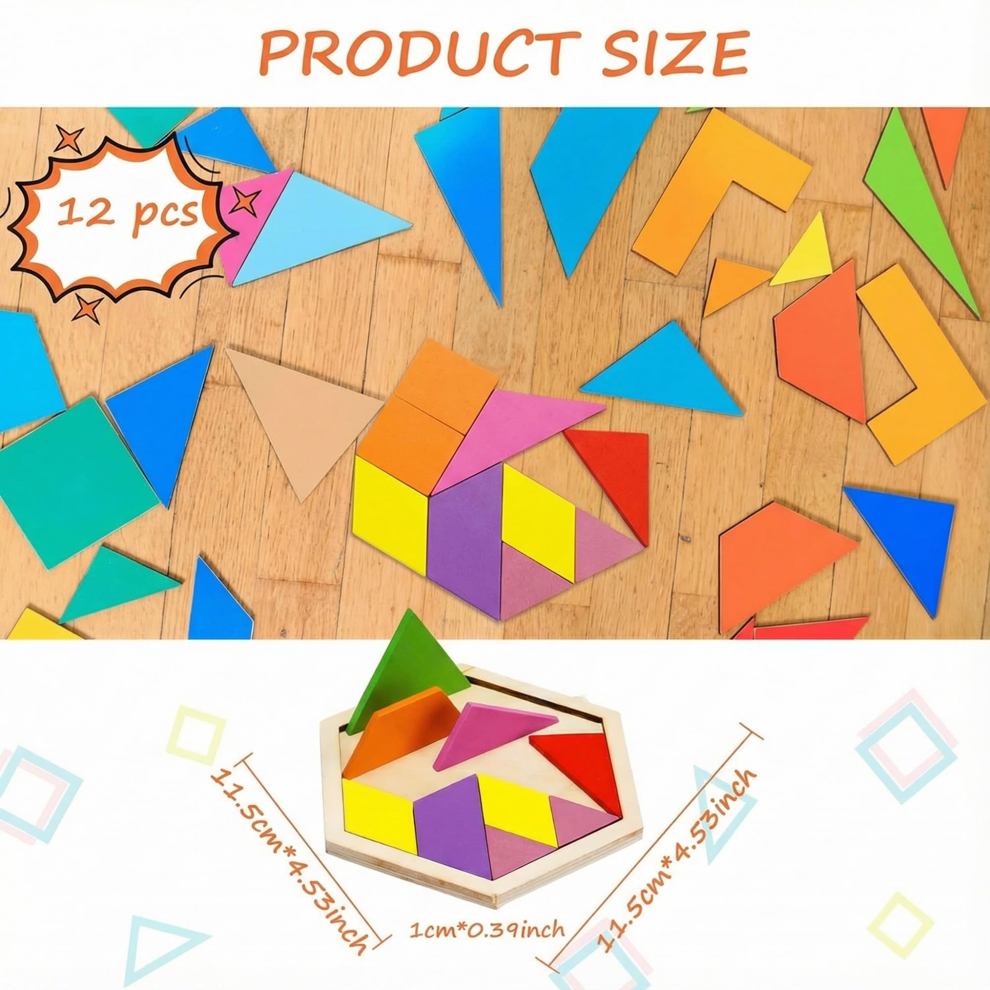 Snapklik.com : Meooeck 12 Pack Tangrams Wooden Puzzles Tangrams Set F ...