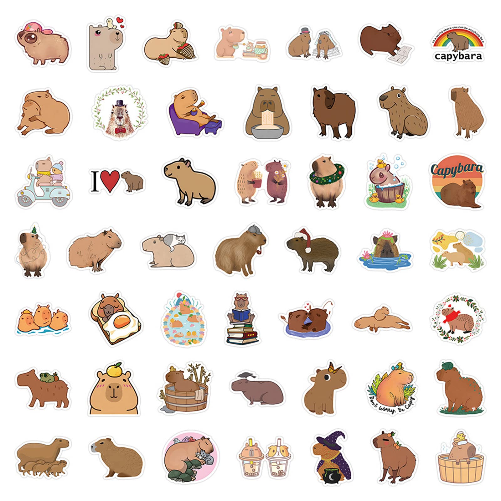 Snapklik.com : Funny Capybara Cute Animal Stickers Pack 50PCS, Capybara ...