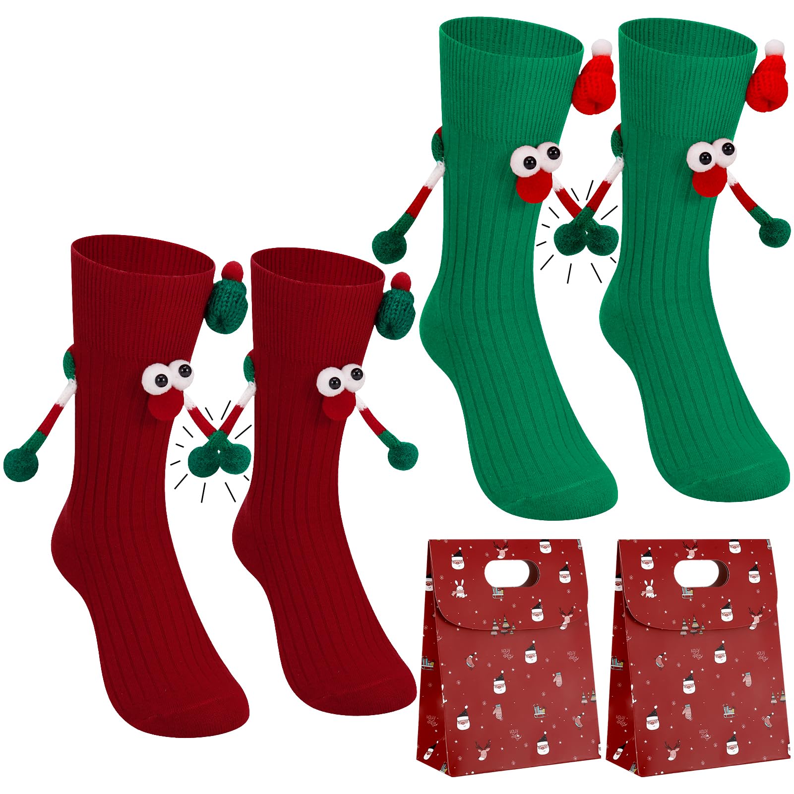Amazon.com: GGSTDDUP 2 Pairs Christmas Holding Hands Socks, Couple ...
