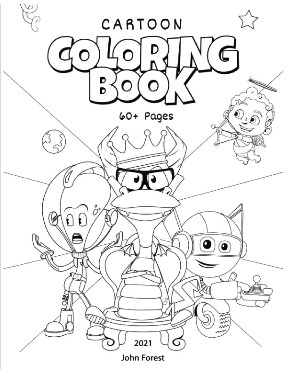 Buy 60+ Cartoon Characters Coloring Book: An Unique Coloring Book For ...