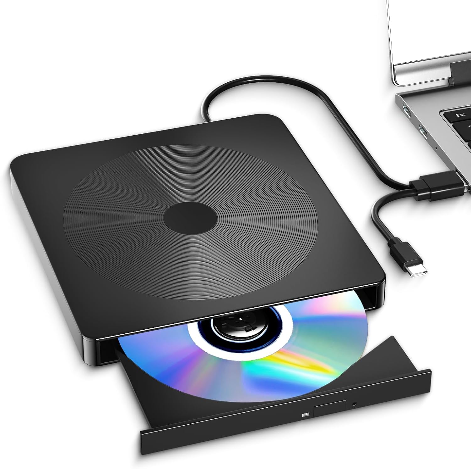 Alphami External CD/DVD Drive for Laptop – USB 3.0 & Type-C Portable ...