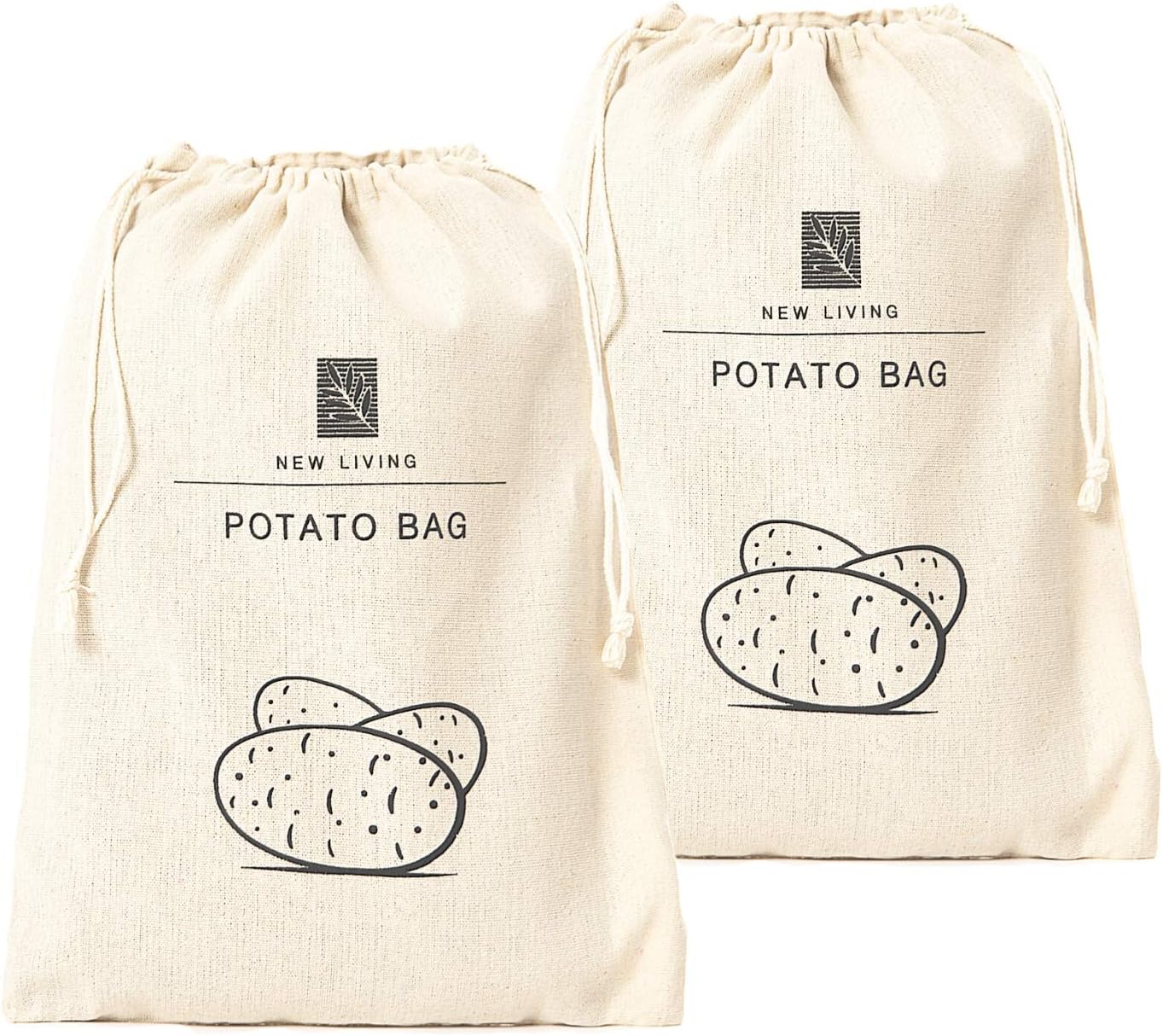 New Living 2 Pack Potato Bag | 26 * 38cm | Organic Linen Materials ...