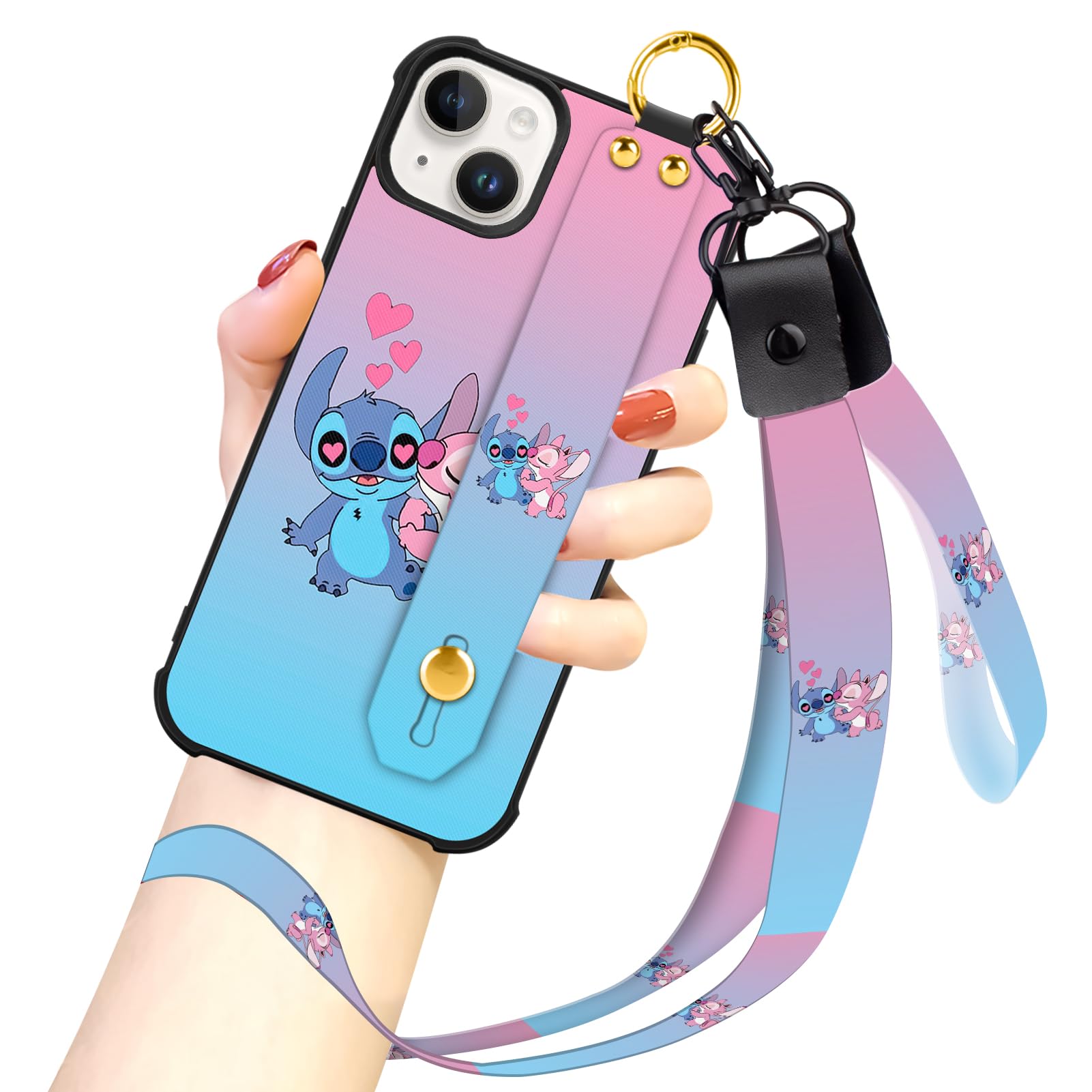 Cartoon Case for iPhone 15 6.1 in Cute Stitch Angel Cartoon Character ...