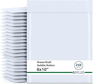 Amazon.com: Small White Kraft Bubble Mailers 6x10 inch #0 | Self Seal Padded Envelopes ...
