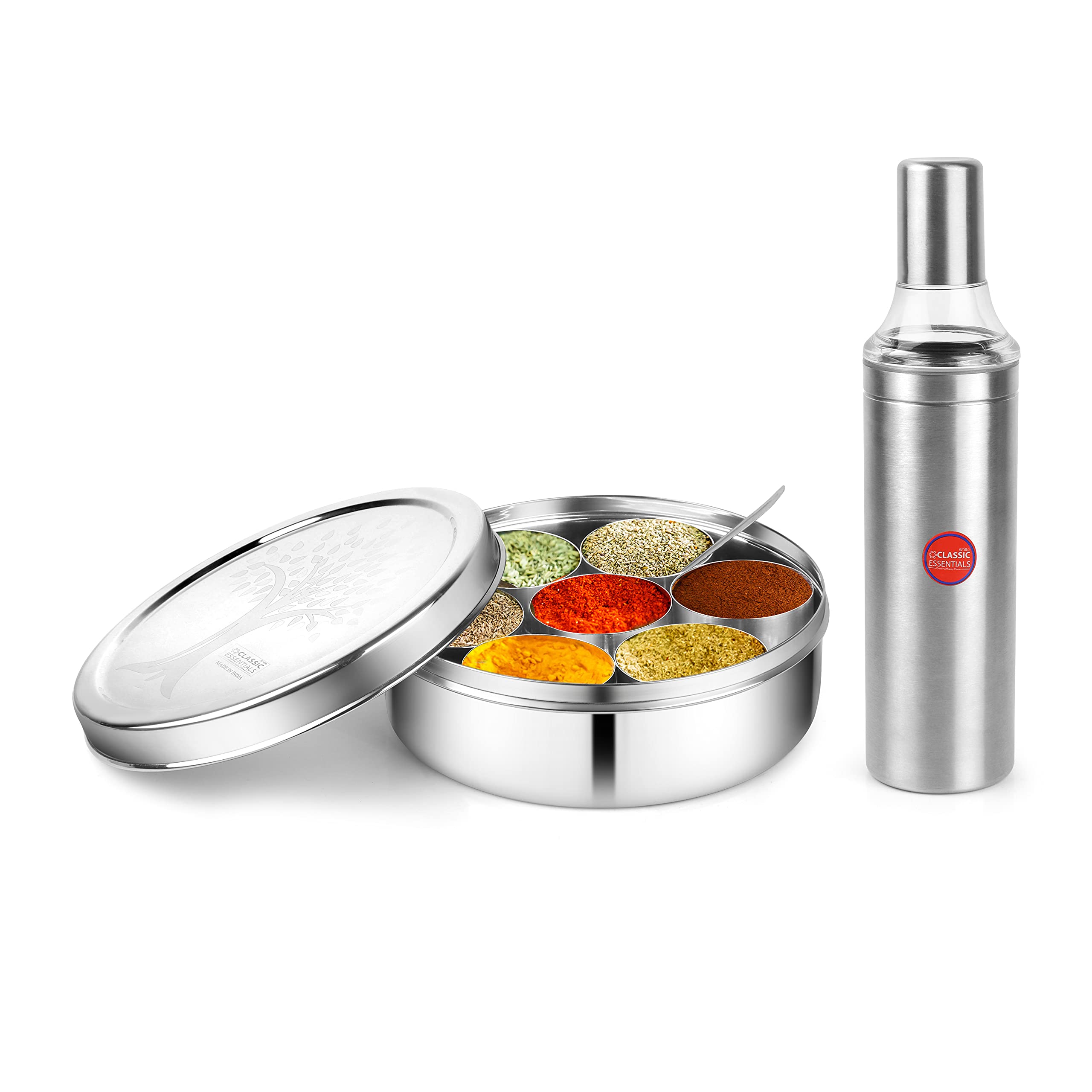 Classic Essentialsmasala Dabba With And 1ltr Oil Dispenser Great Value ...