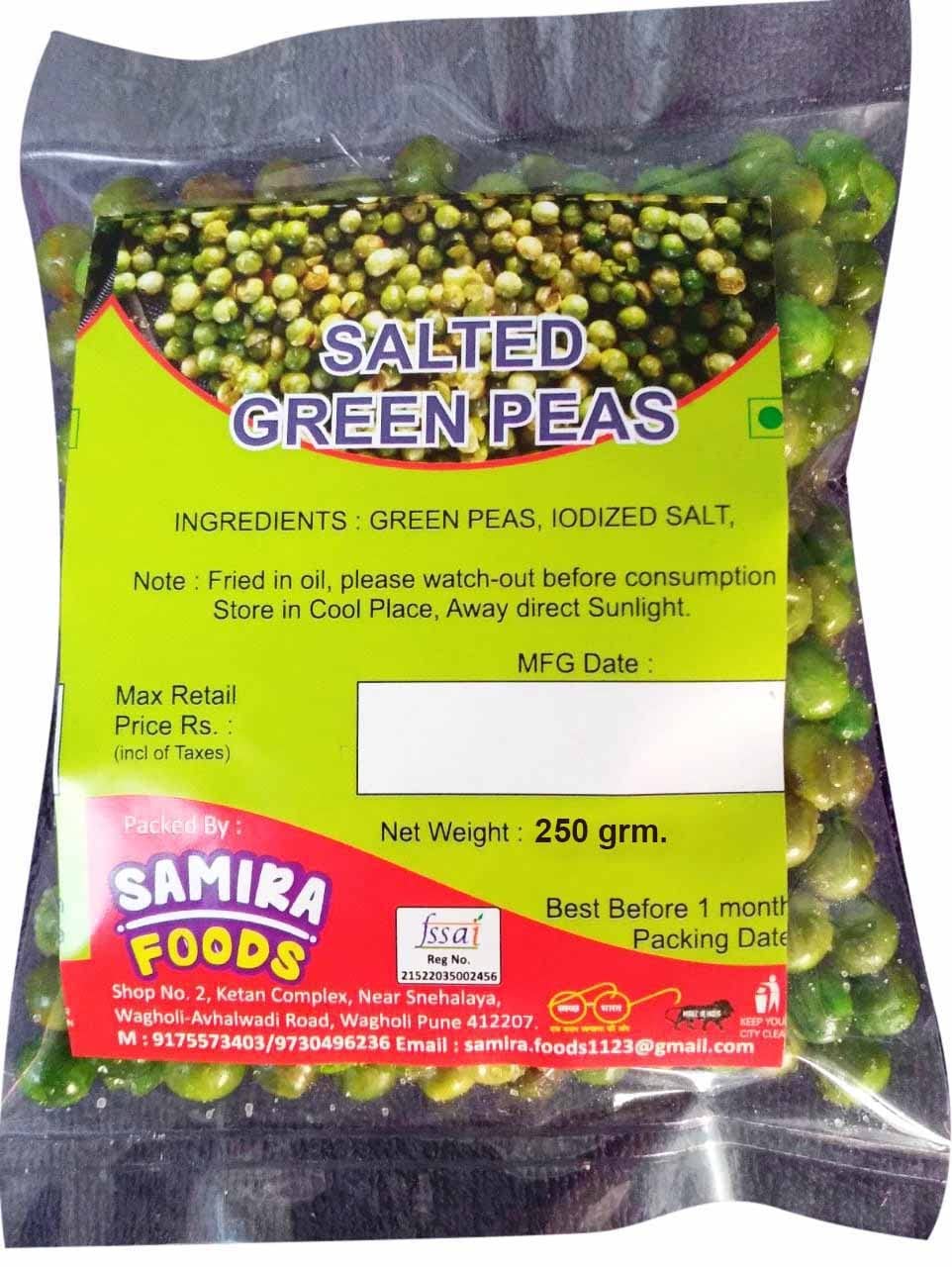Samira Foods Salted Green Peas, Iodized salt | Fried in oil | Salted ...