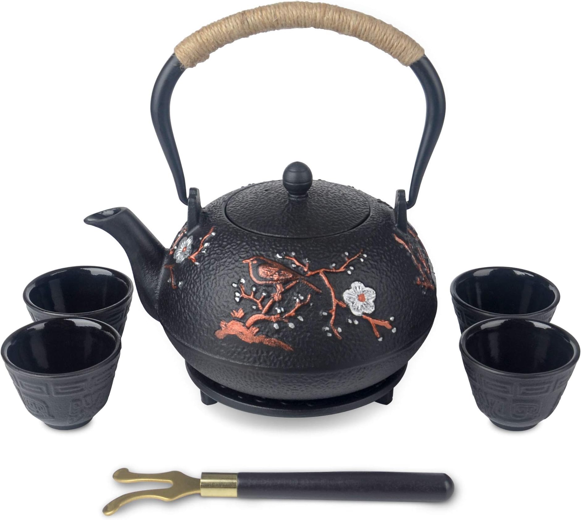 Amazon.com | 40 oz Japanese Cast Iron Teapot Maker Cup Set Tea Kettle ...