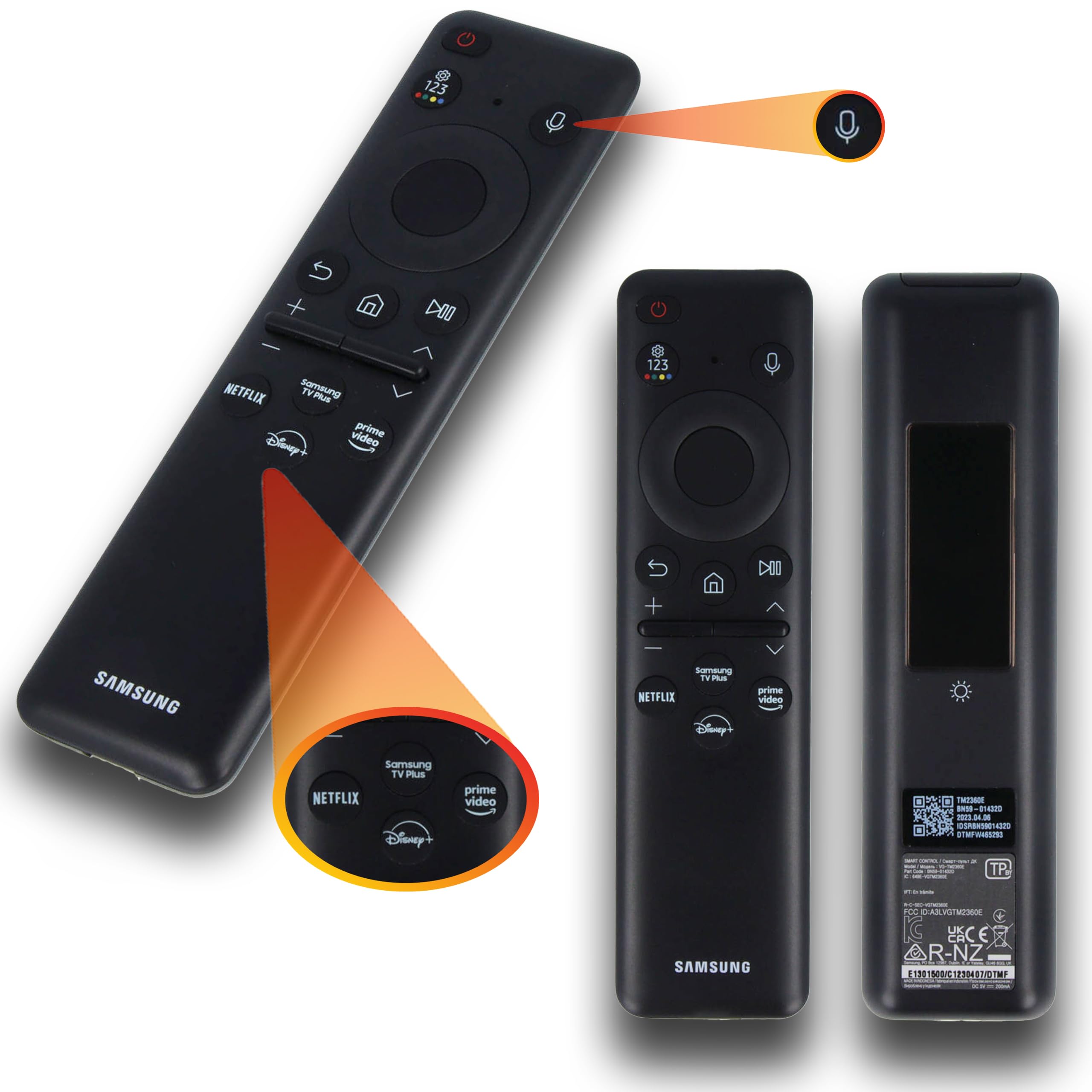 Inncomm Original TV Remote Control 2023 USBC Solar Suitable for Samsung ...