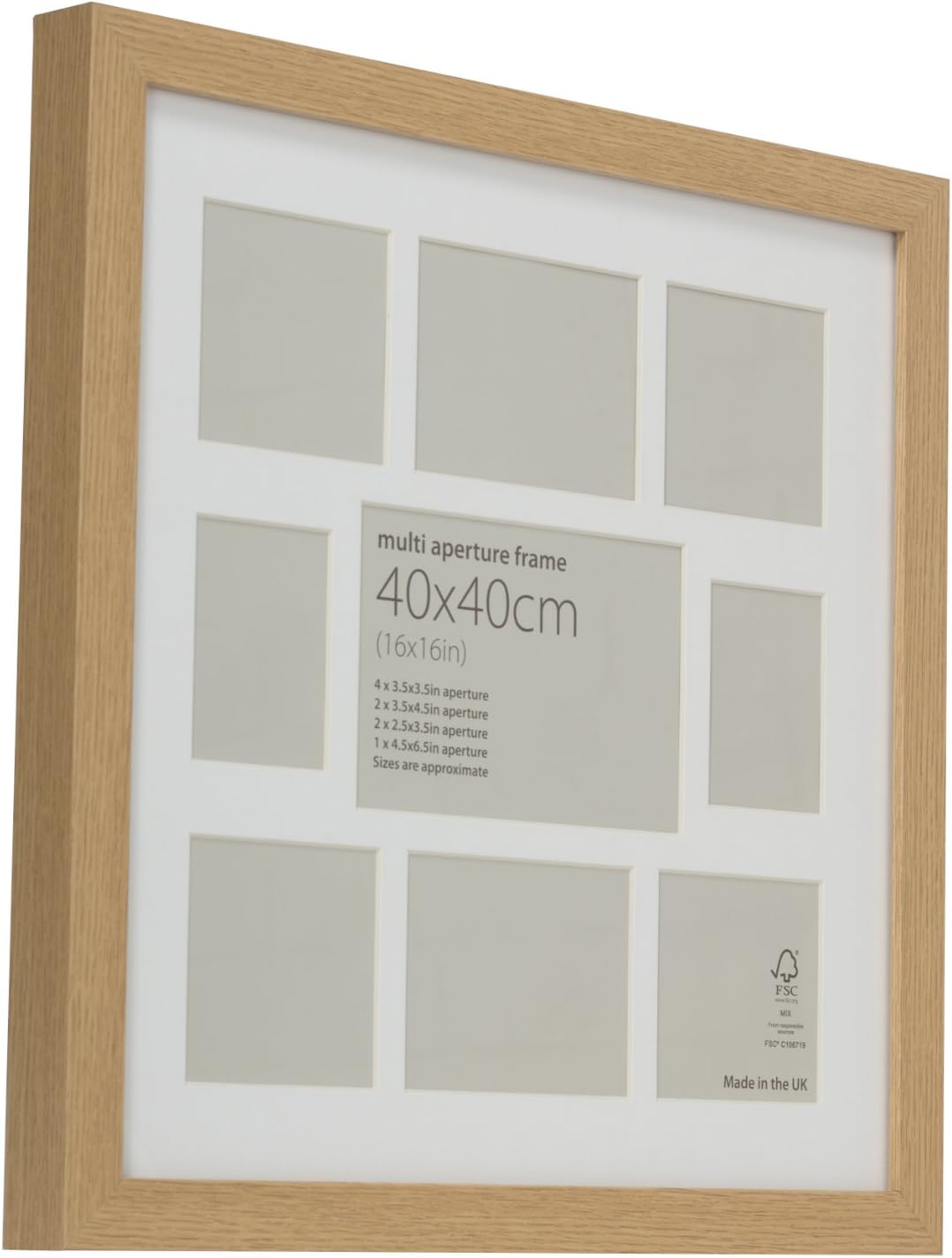 44 x 44cm Oak Effect Multi Aperture Picture Photo Frame : Amazon.co.uk ...