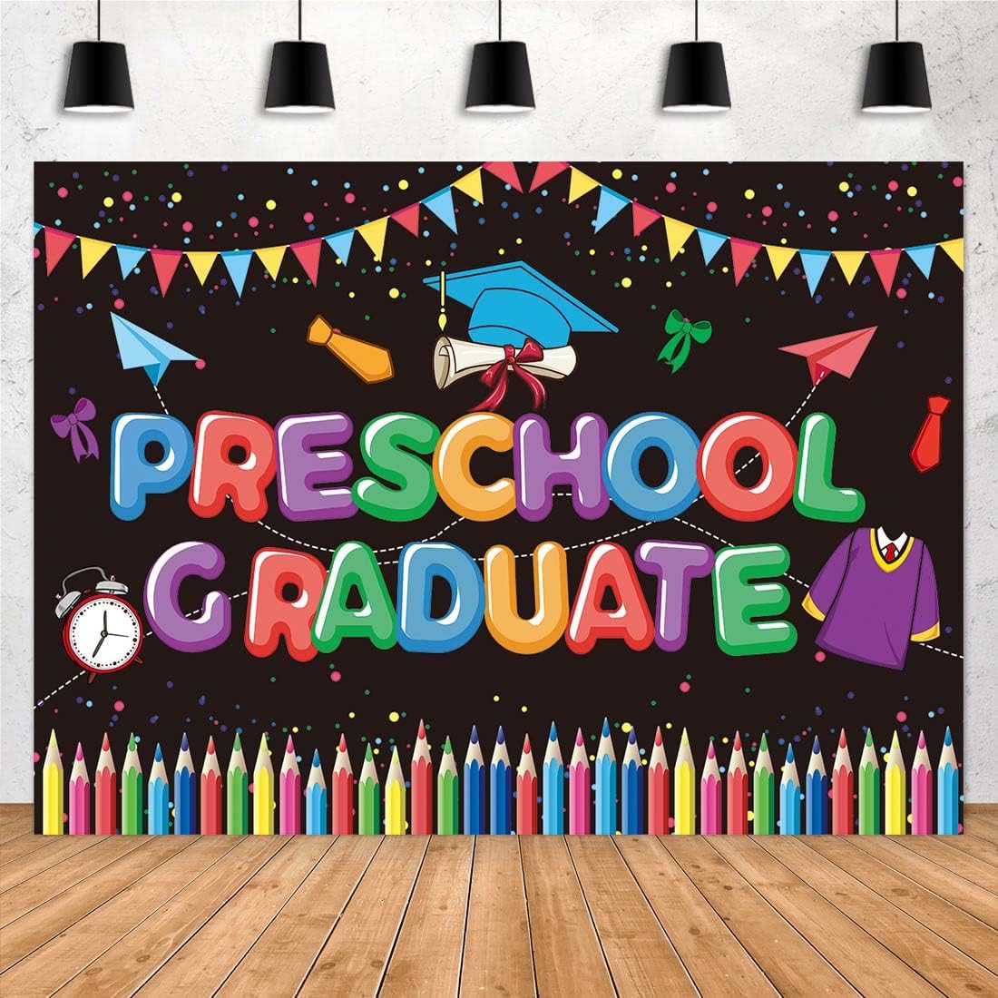 Amazon.com : Preschool Graduate Backdrop 8x6FT Kindergarten Graduation ...