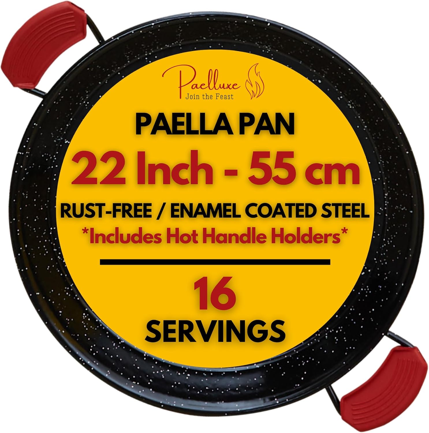 Amazon.com: Paelluxe 22 Inch Paella Pan 16 Servings - Enamelled No Rust ...