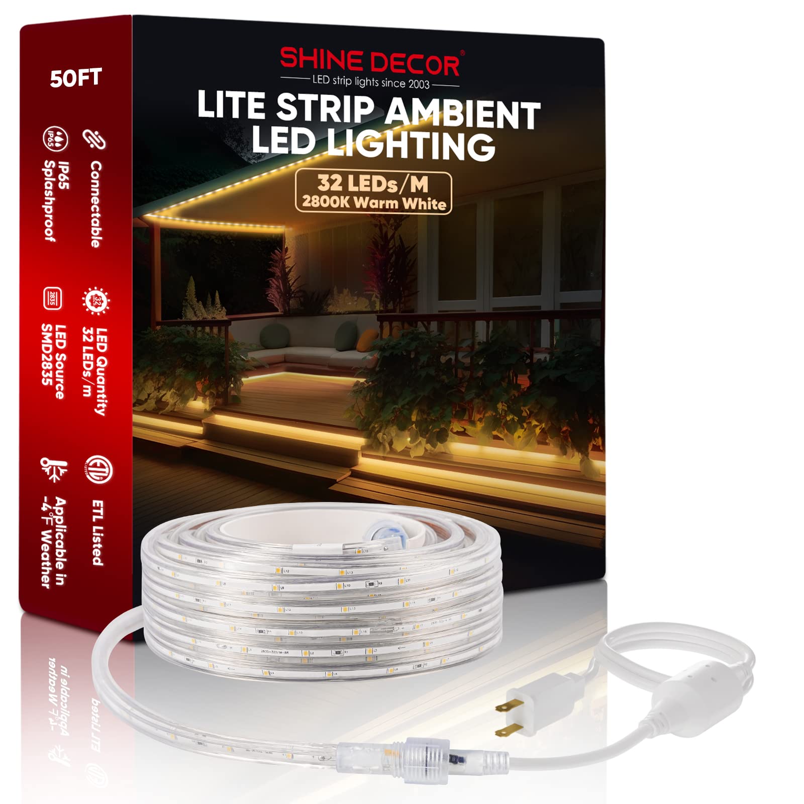 Shine Decor LED Lite Strip Lights Low Consumption 2.4W/M, 4F Cold ...