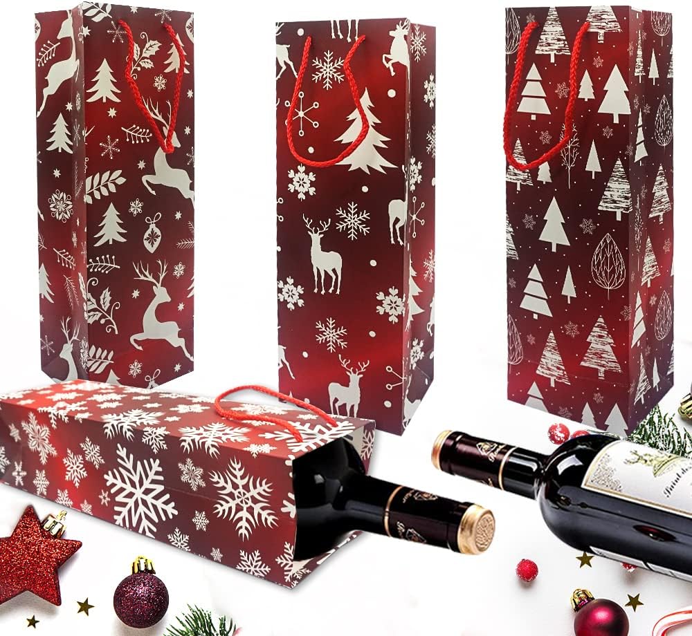 Hying 12PCS Red Christmas Wine Bags, Wine Bottle Holder, 14.17 x 4.7 x ...