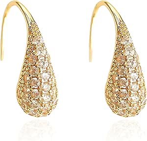Amazon.com: VOOTO Small Gold Teardrop Earrings for Women, Dainty Pave ...