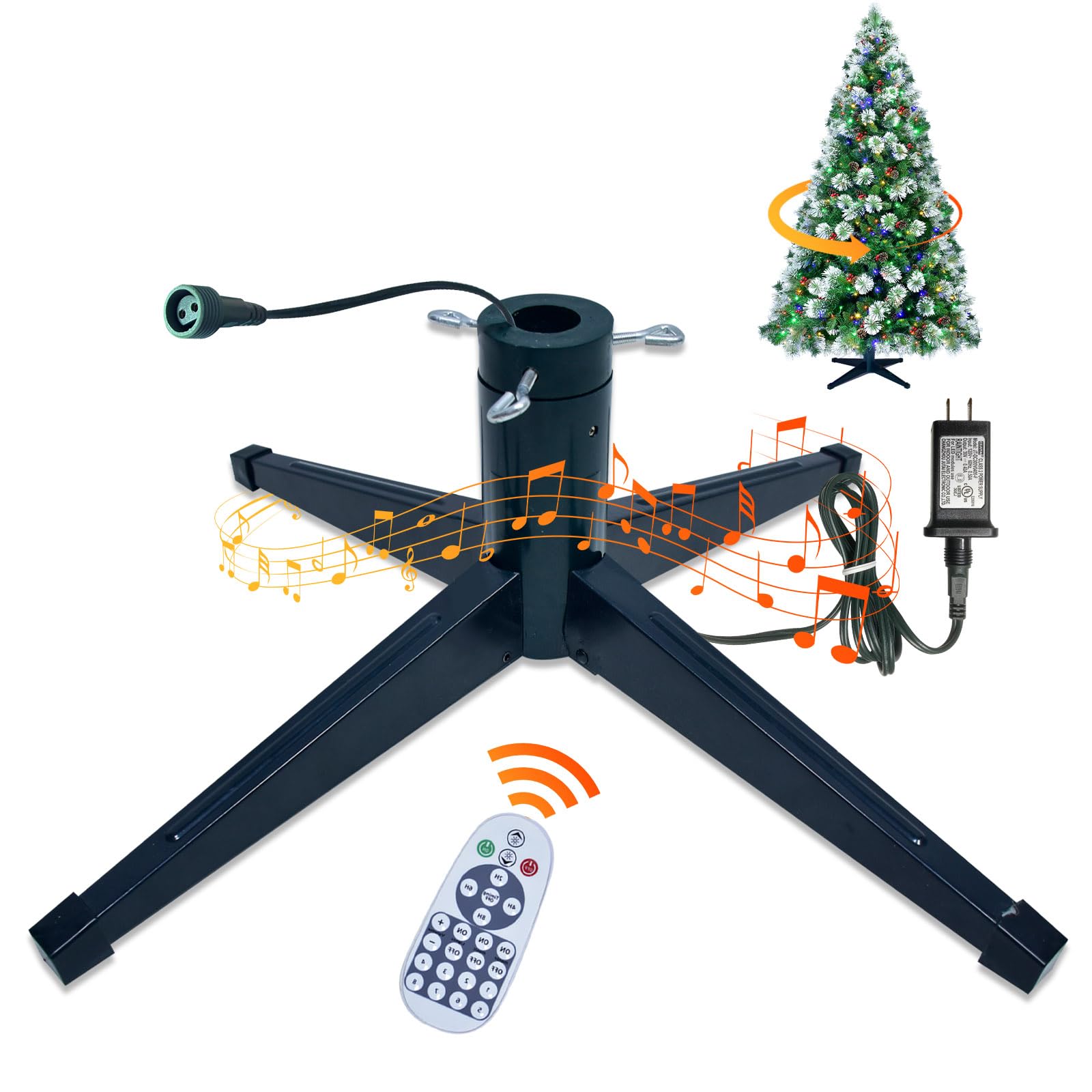 Amazon.com: 𝐌𝐮𝐬𝐢𝐜𝐚𝐥 Rotating Christmas Tree Stand, Anti-tilt Noiseless ...