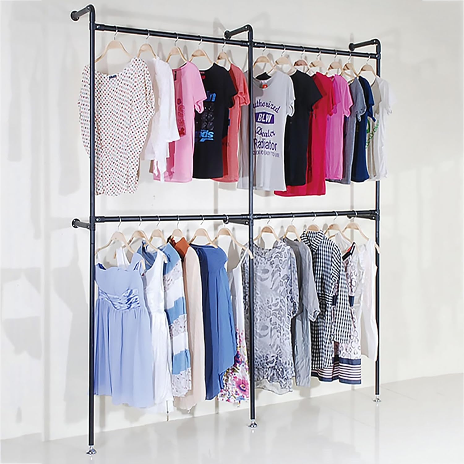 Amazon.com: Heavy Duty Clothing Rack Industrial Wall Mounted 2-Tier ...