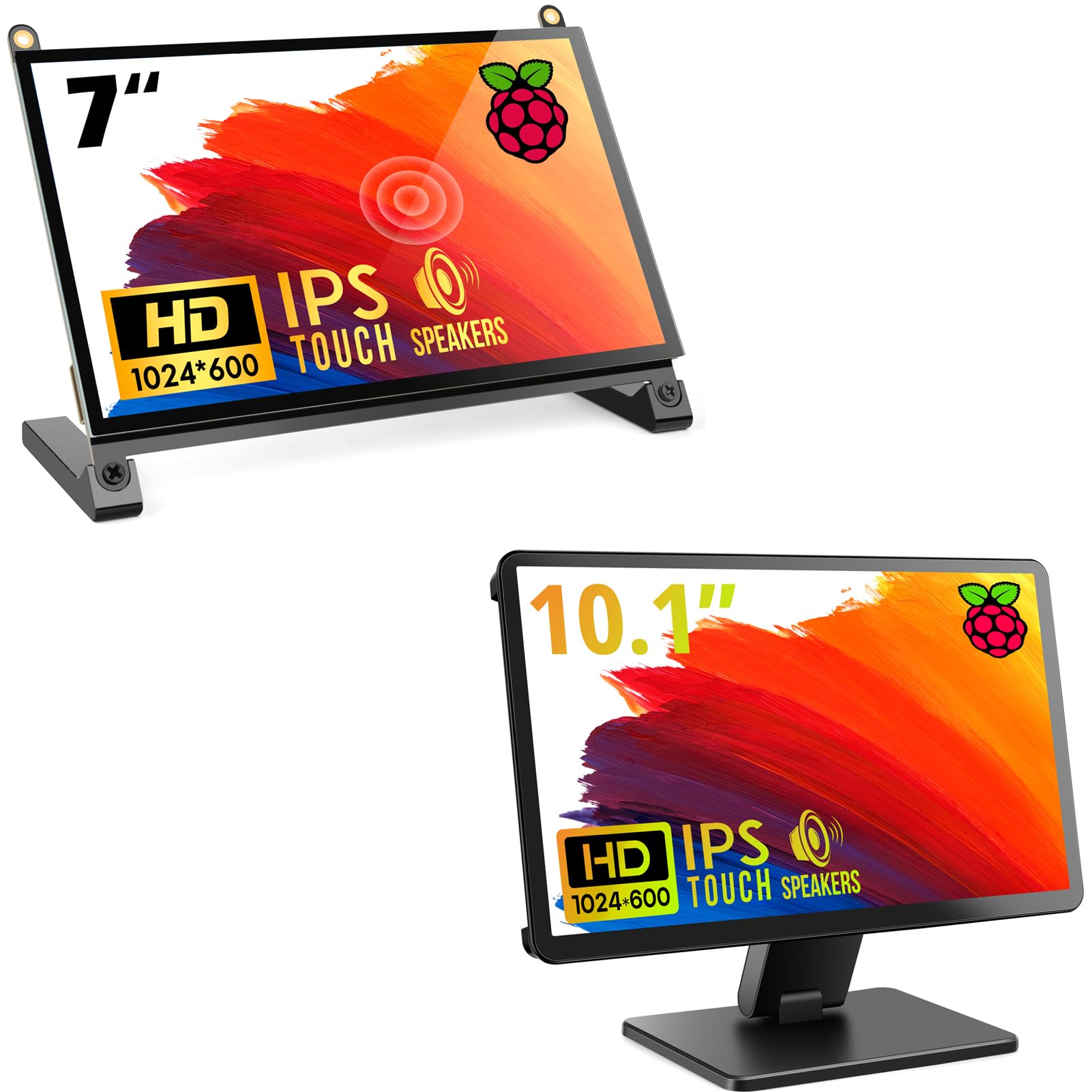 Amazon.com: ROADOM 7'' Raspberry Pi Monitor & 10.1'' Touchscreen with ...