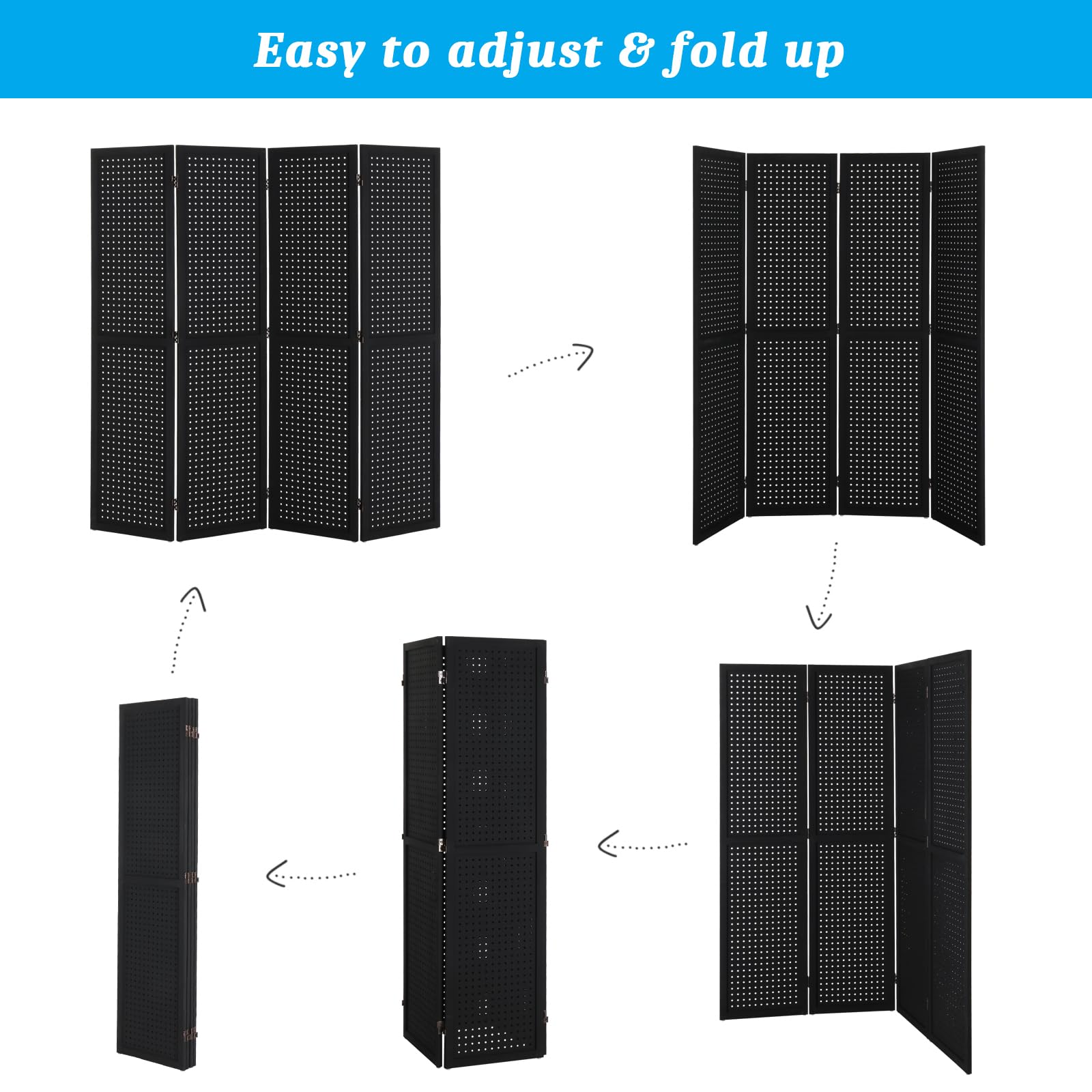 Snapklik.com : Bonnlo 4 Panel Pegboard Freestanding, 5 FT Portable ...