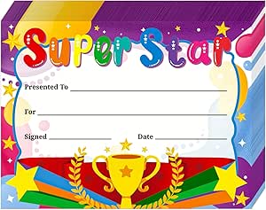 JUESMOS 30PCS Super Star Rewards Award Certificates for Kids Student ...