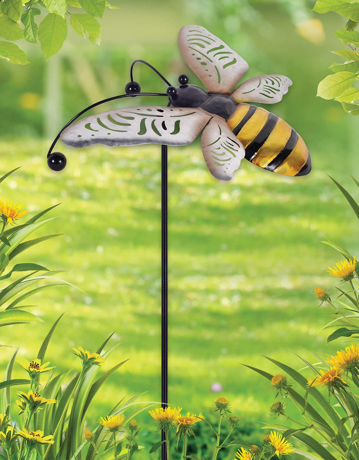 Balancing Yard Ornaments Distressed Rust Spinning Garden Stakes (Set