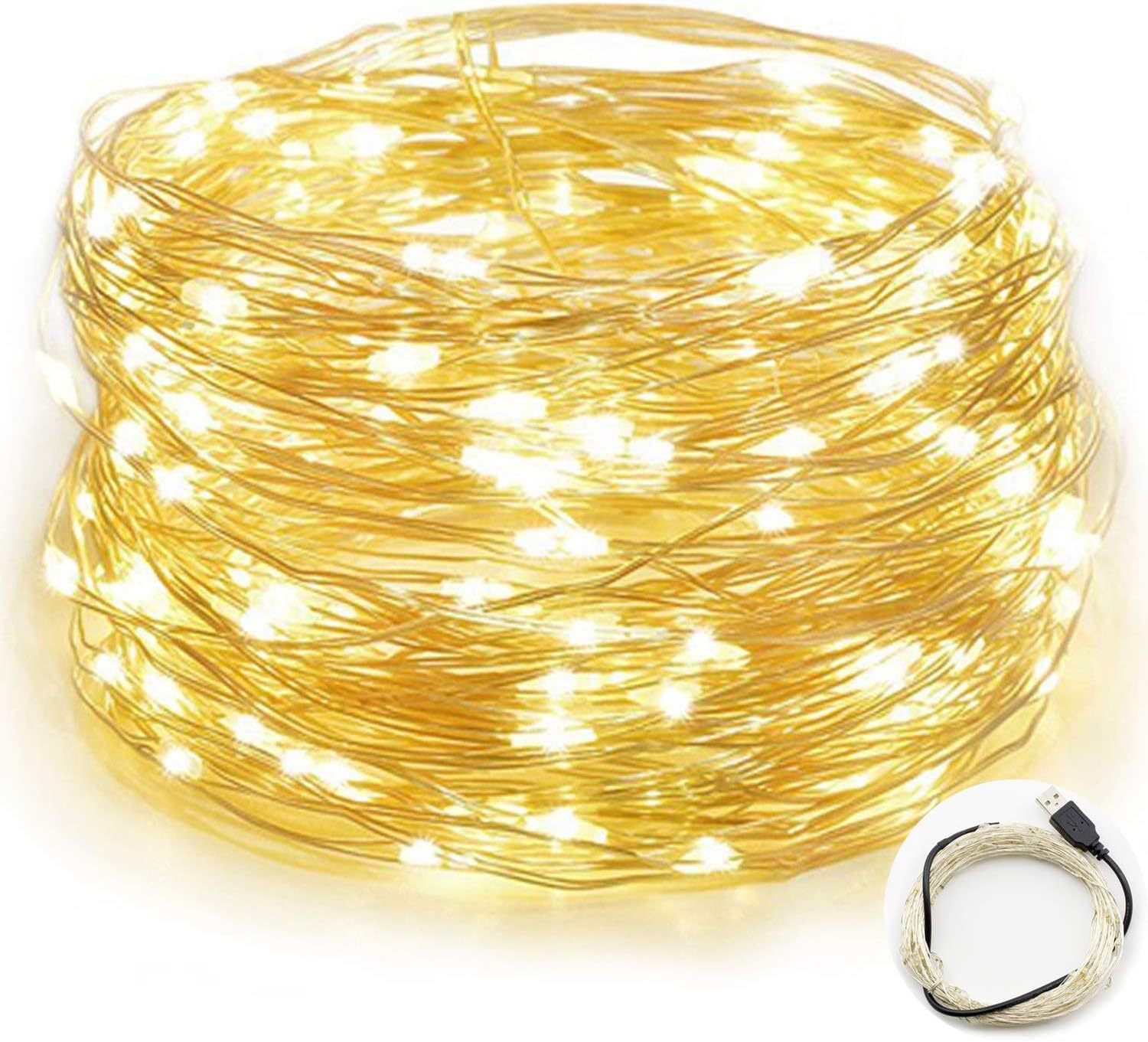 Amazon.com : OFTEN USB String Lights, 10M 100LEDs Copper Wire Starry ...