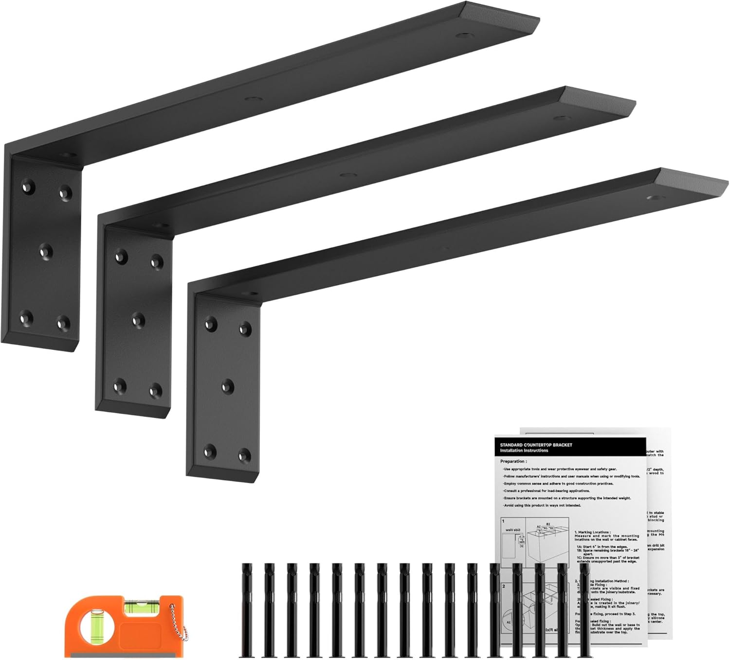 Amazon.com: LEOPO 20" Countertop Support Brackets 3 Pack, 3/8" Thick ...