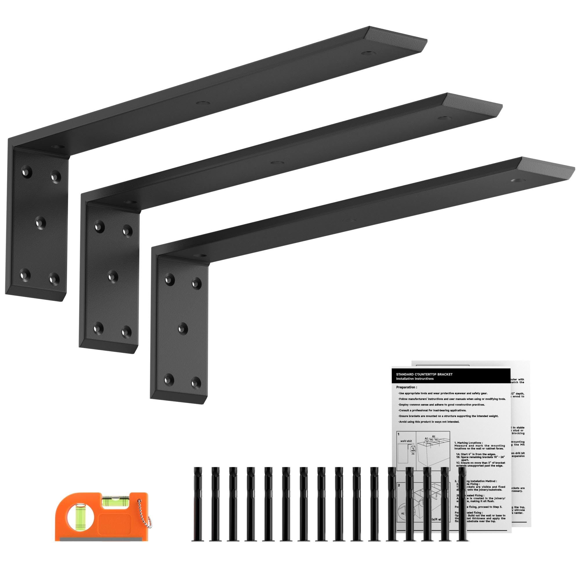 Amazon.com: LEOPO 20" Countertop Support Brackets 3 Pack, 3/8" Thick ...