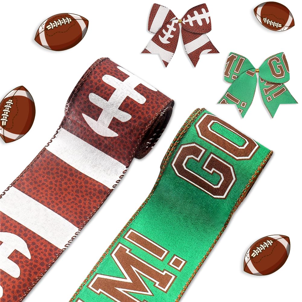 Amazon.com: Hying 2 Rolls Football Ribbons for Wreath Bows, Sports ...