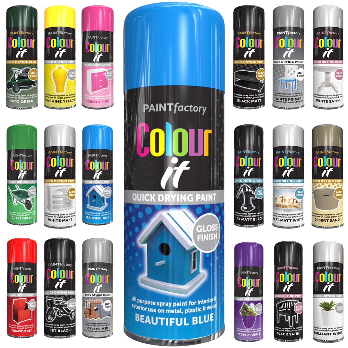Classic Signature - 1 x All Purpose Beautiful Blue Aerosol Spray Paint ...