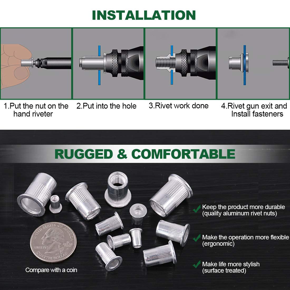 Snapklik.com : Keadic 160Pcs M3 M4 M5 M6 M8 M10 Metric Rivet Nut ...