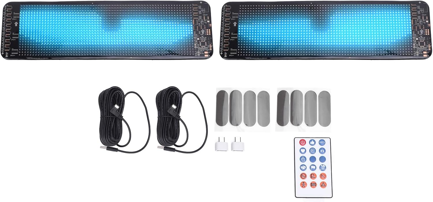 2 Set Flexible Car LED Panel 64x20 Dot Programmable APP Control LED Car ...