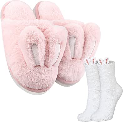 Amazon.com | ShinyMatch Women Bunny Slippers Cute Rabbit Women Slippers ...