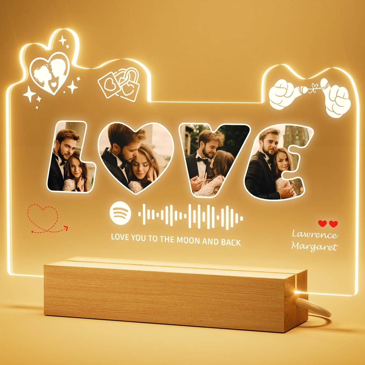 Greatminer Custom Spotify Plaque with Led Base - Spotify Music Plaque ...