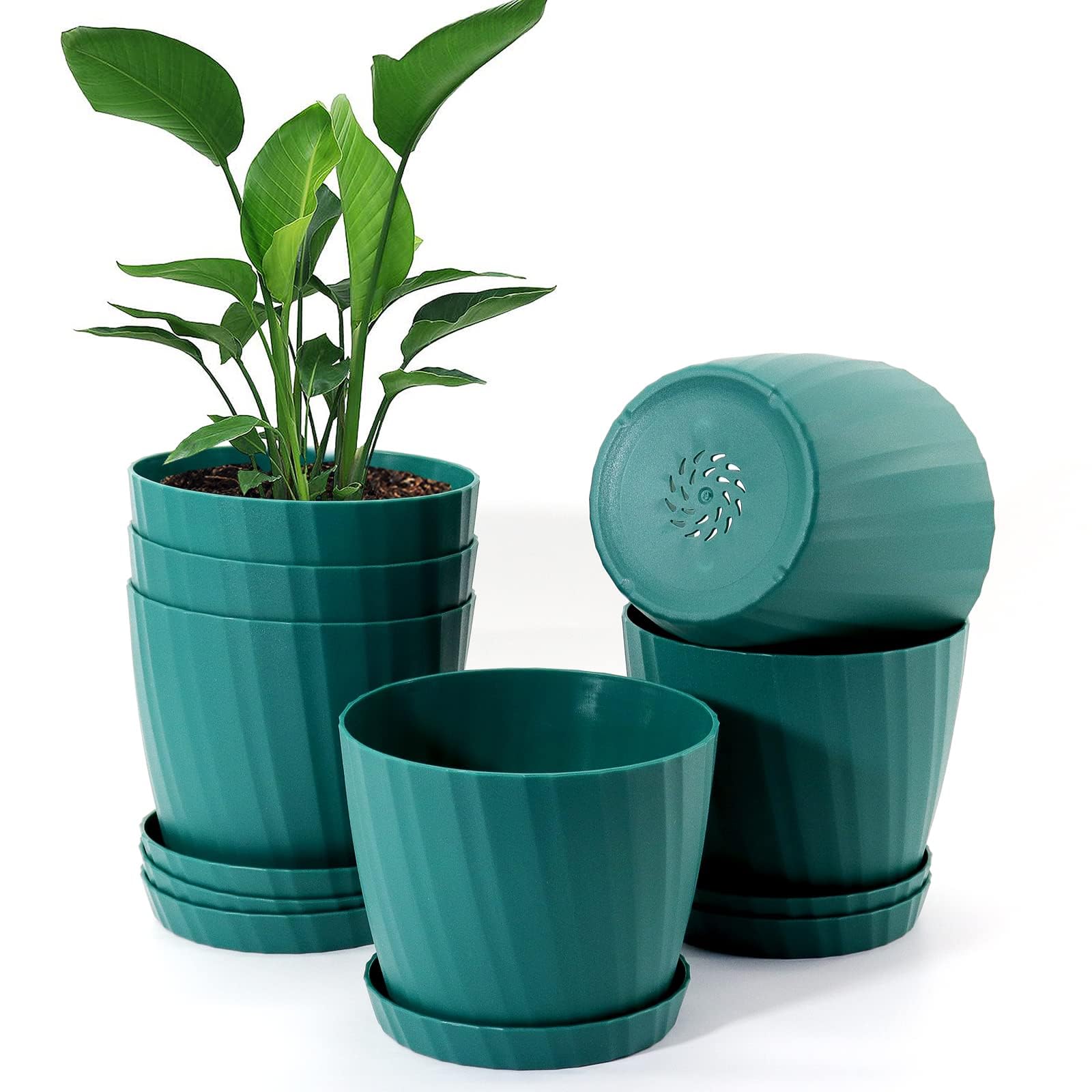 Amazon.com: UOUZ 7'' Plant Pots Bulk, 6 Pack Plastic Planters with ...