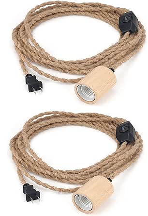 RKSON 2-Pack Wood Pendant Light Cord Kit - 16.4FT Plug in Hanging Light ...