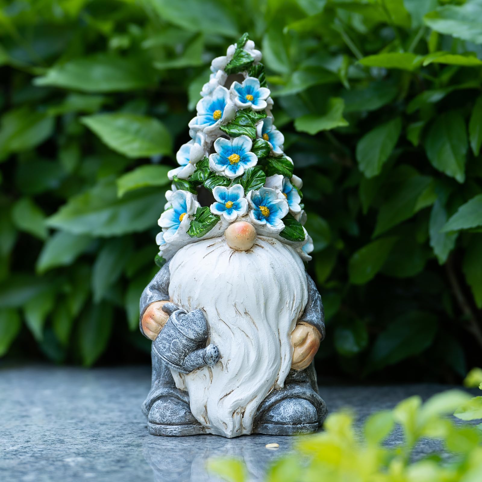 Amazon.com: Mood Lab Garden Gnome - Solar Gnome Figurine with Tulips ...